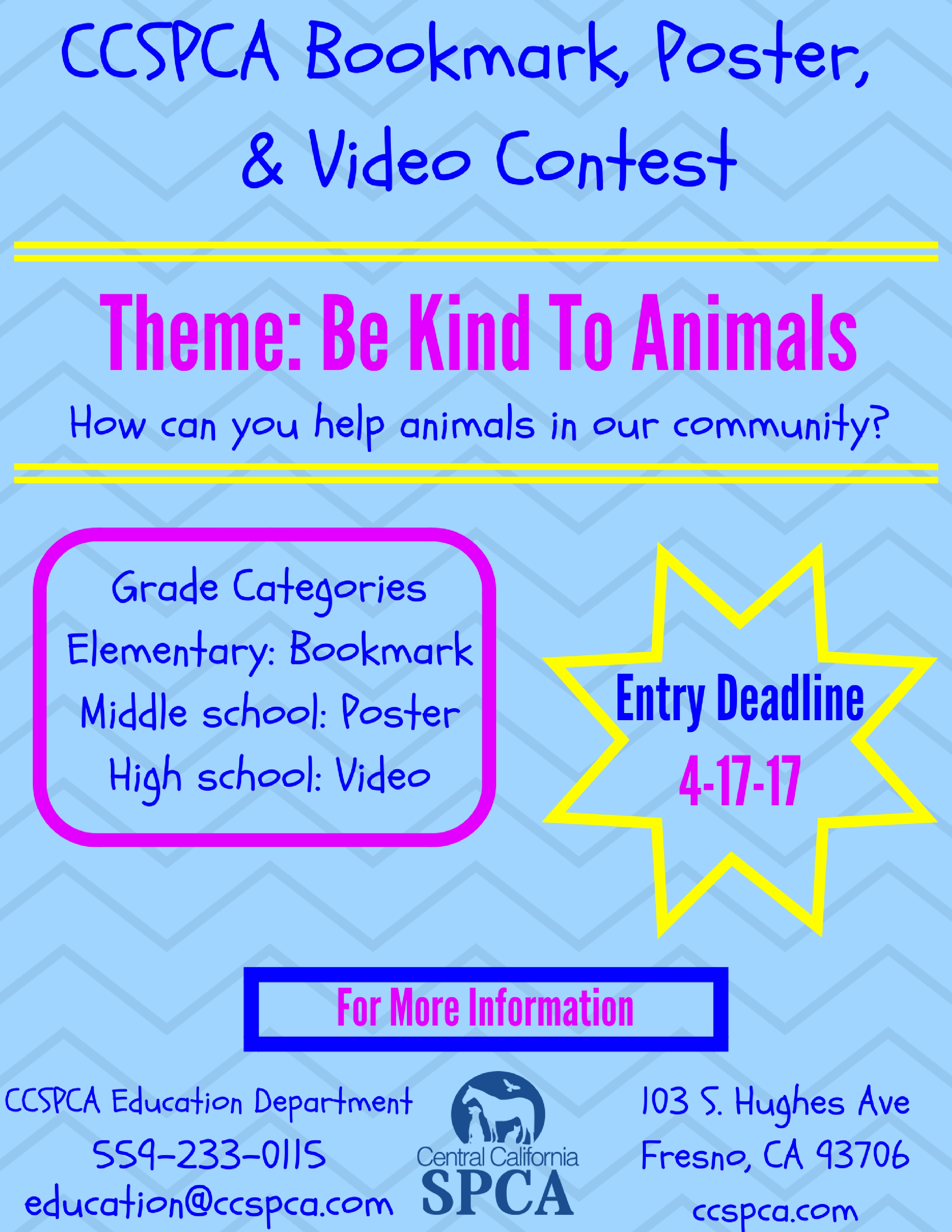 CCSPCA Bookmark, Poster, and Video Contest – Central California SPCA ...